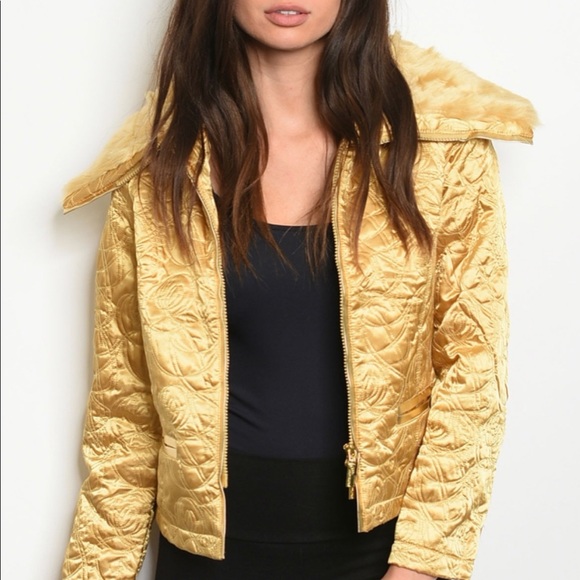 Jackets & Coats | Trendy Color Gold Bomber Jacket | Poshmark